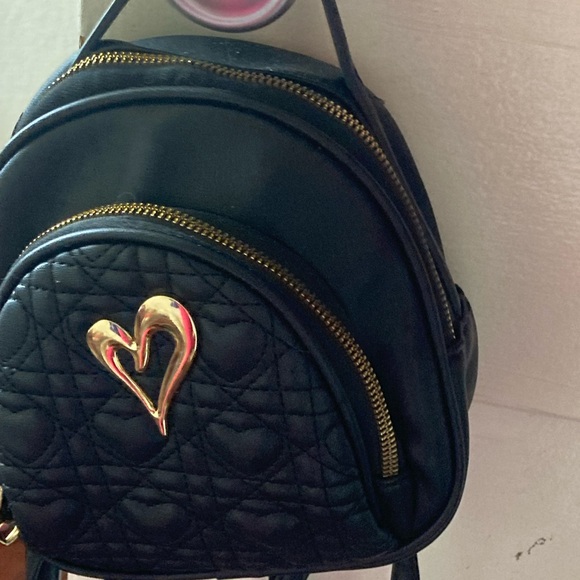 Bags | Black Quilted Heart Backpack | Poshmark